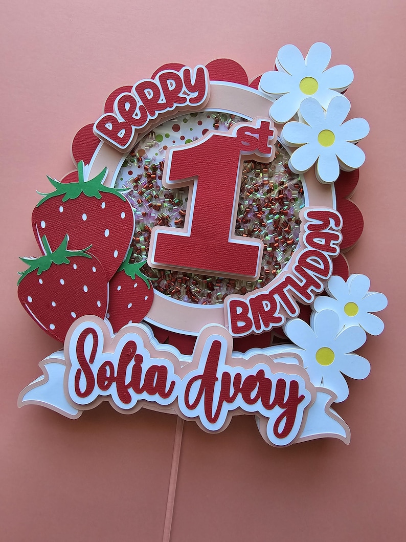 Berry First Birthday Cake Topper - 3D Shaker Decoration - Etsy