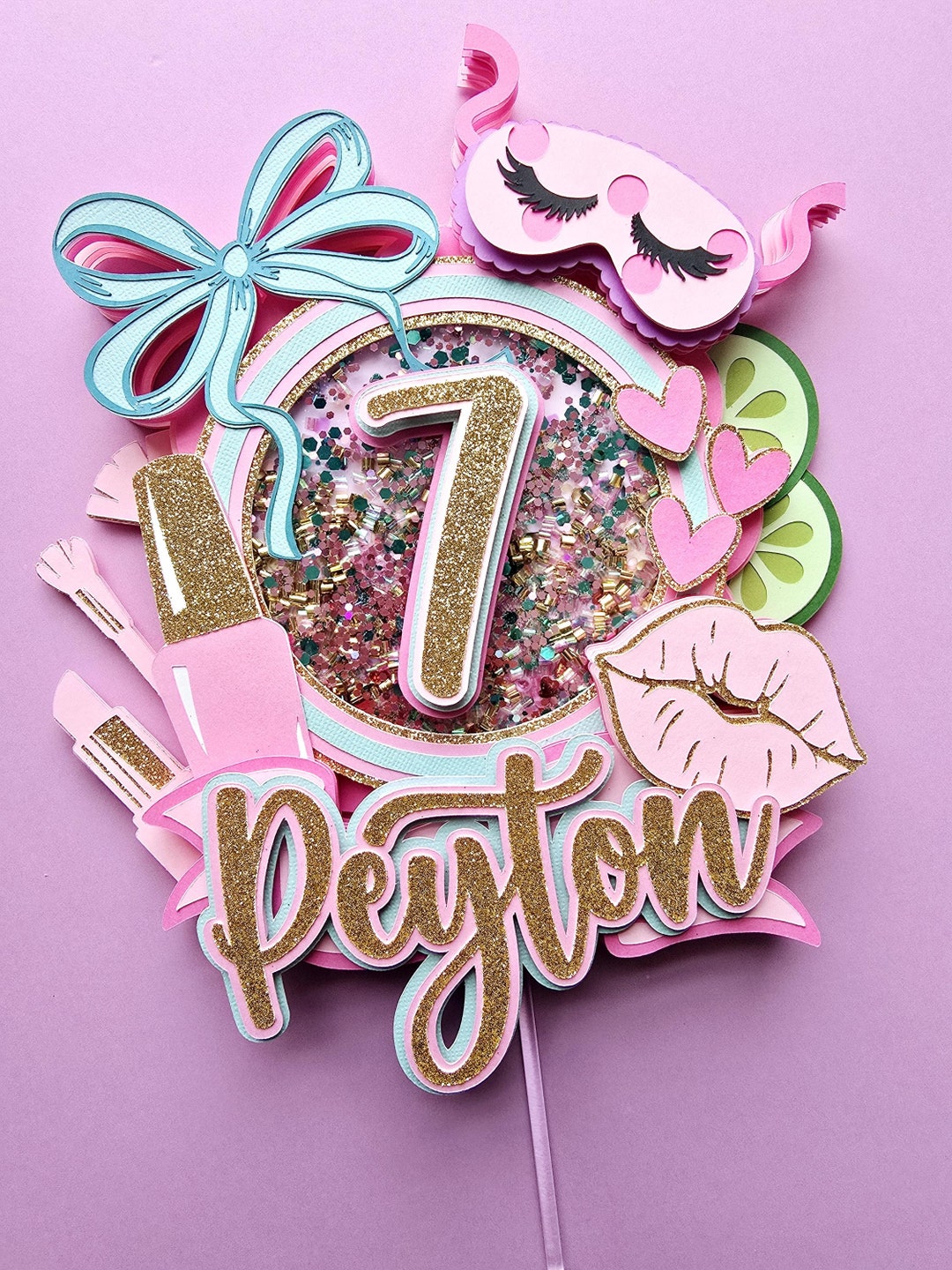 Glam Spa Party Cake Topper: Personalized Glitter Birthday Decoration - Etsy