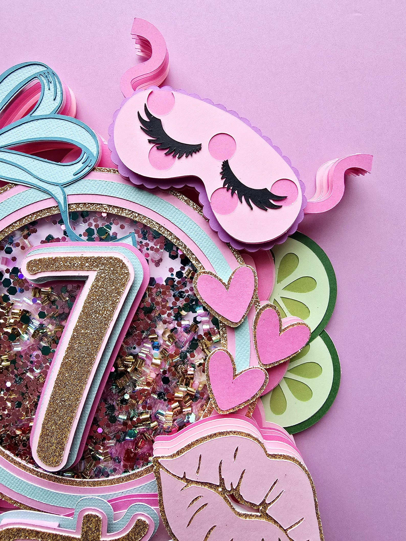 Glam Spa Party Cake Topper: Personalized Glitter Birthday Decoration - Etsy