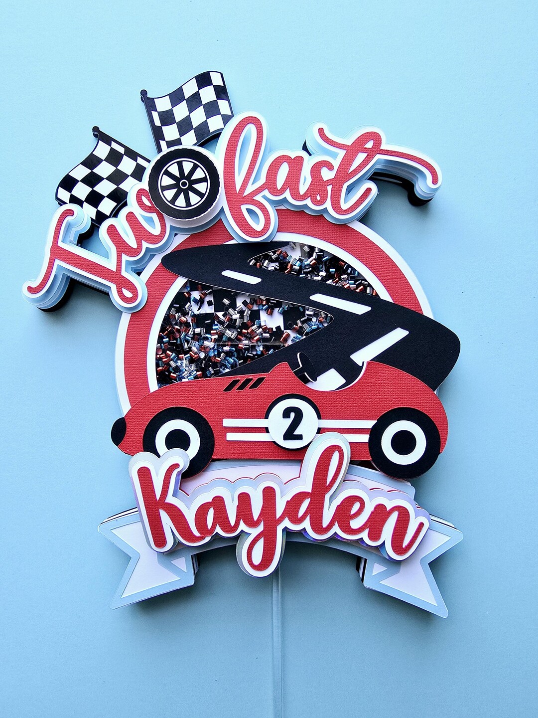 Two Fast Race Car Shaker Cake Topper: 2nd Birthday Party Decoration - Etsy
