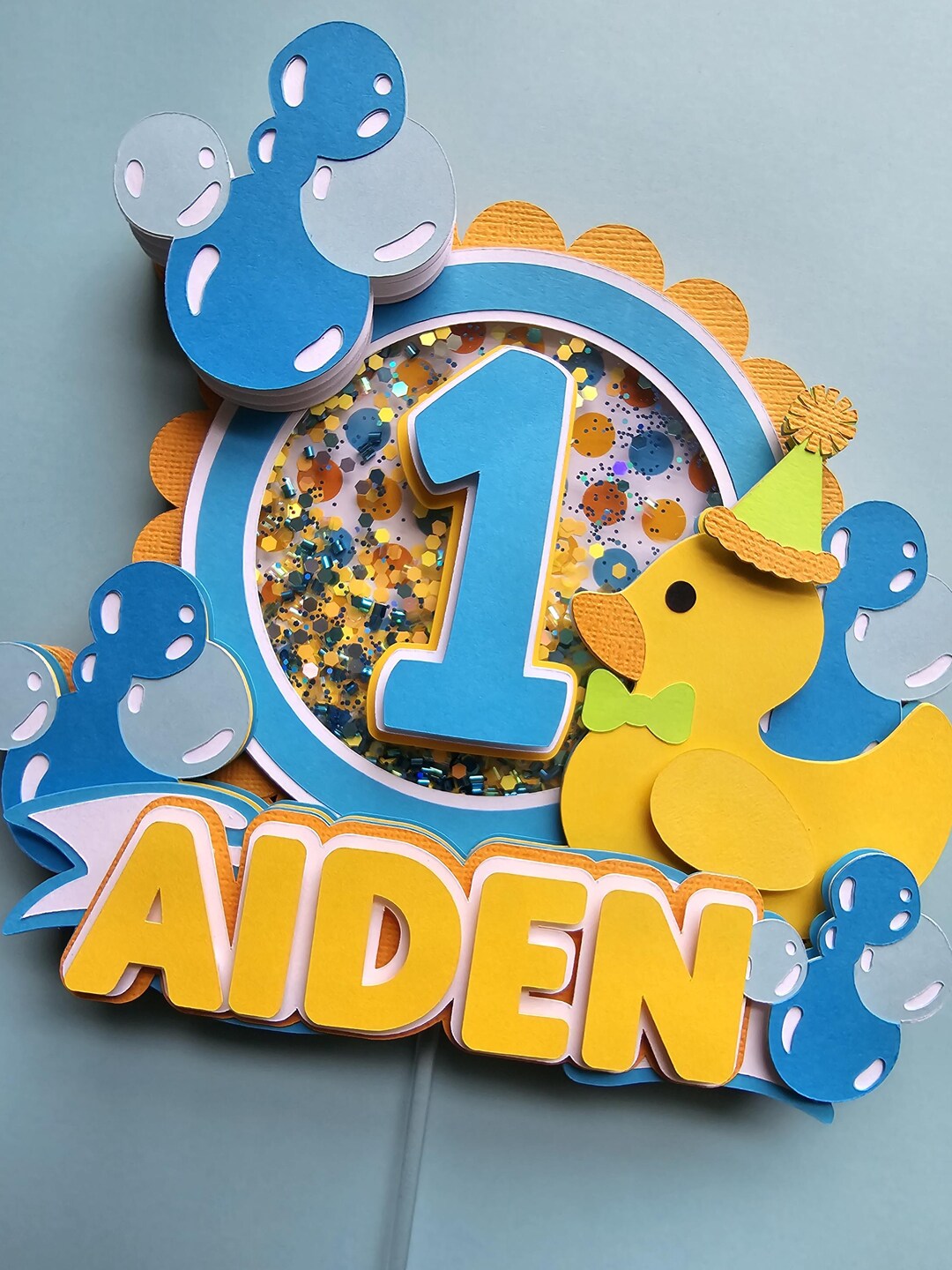 Rubber Ducky 1st Birthday Cake Topper : Personalized Shaker Decoration ...