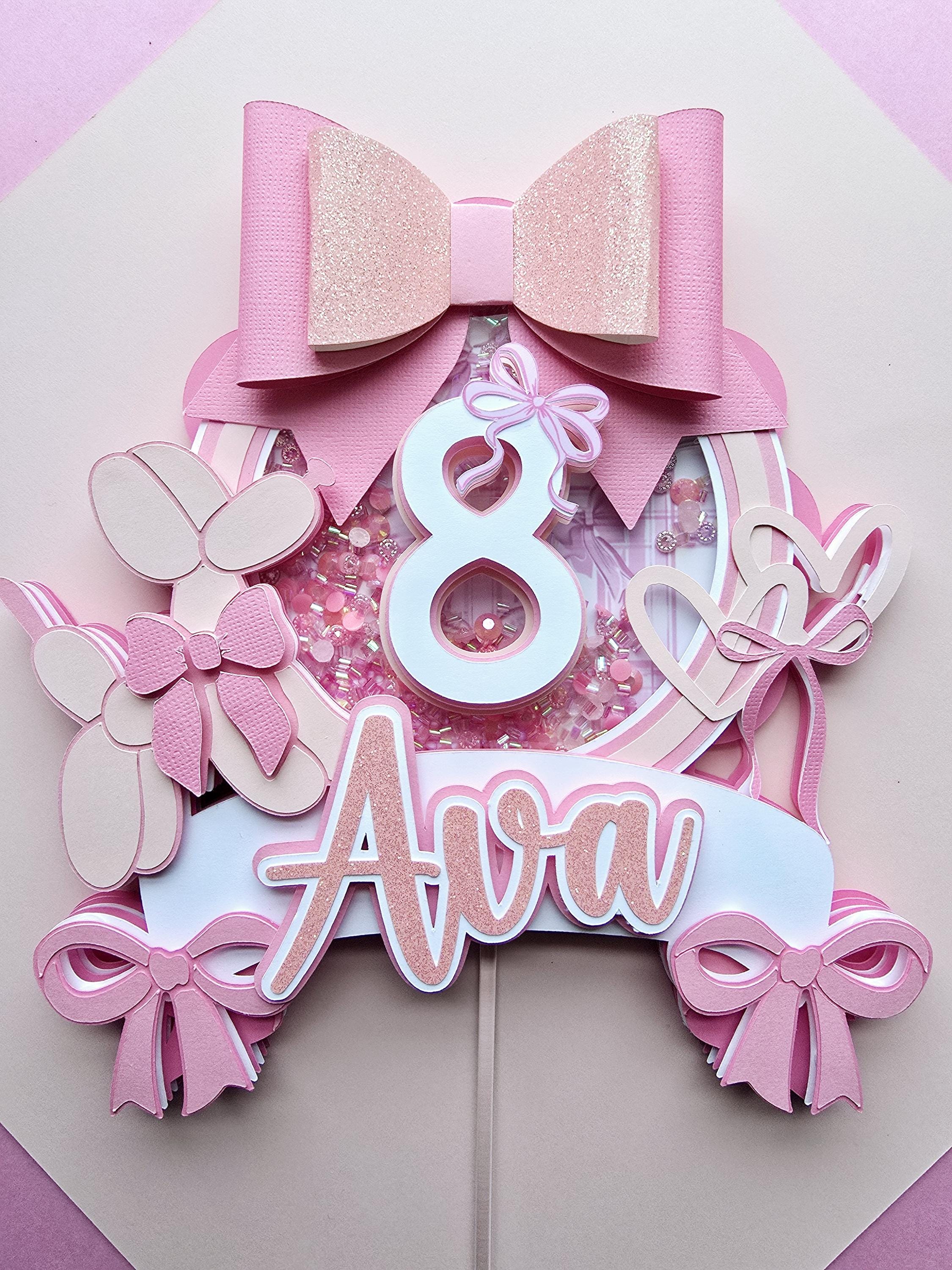 Coquette Cake Topper | Shaker Party Decoration With Bows, Glitter, and ...