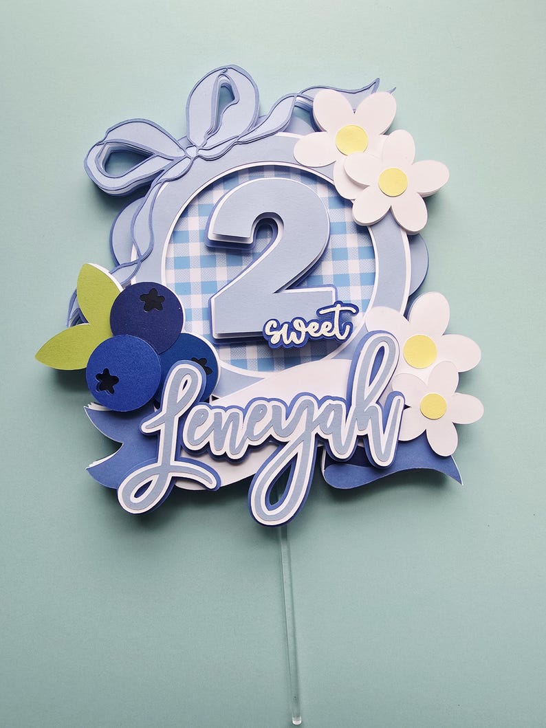 Two Sweet Birthday Cake Topper: Berry Theme, Personalized 2nd Birthday ...