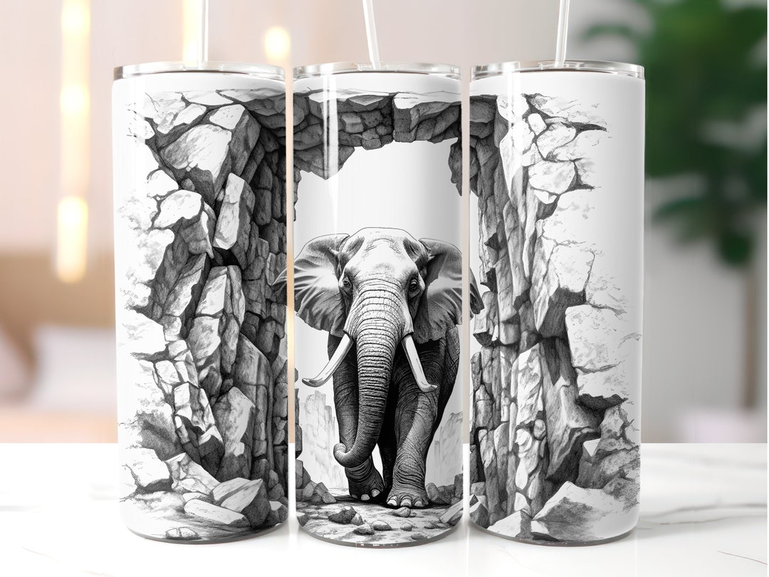 Elephant BW 20oz Tumbler Wrap Design Sublimation Project - Etsy