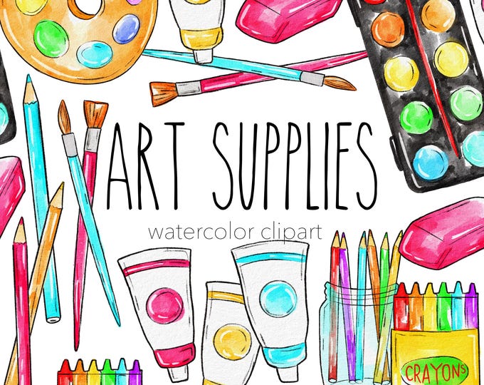 Watercolor Art Supplies Clip Art PNG, Craft Artist Clip Art, Clip Art ...