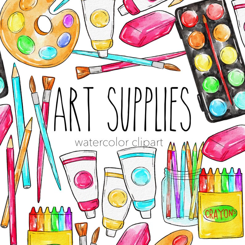Commercial Use Art Supplies Clipart Set 300 DPI Transparent Background ...