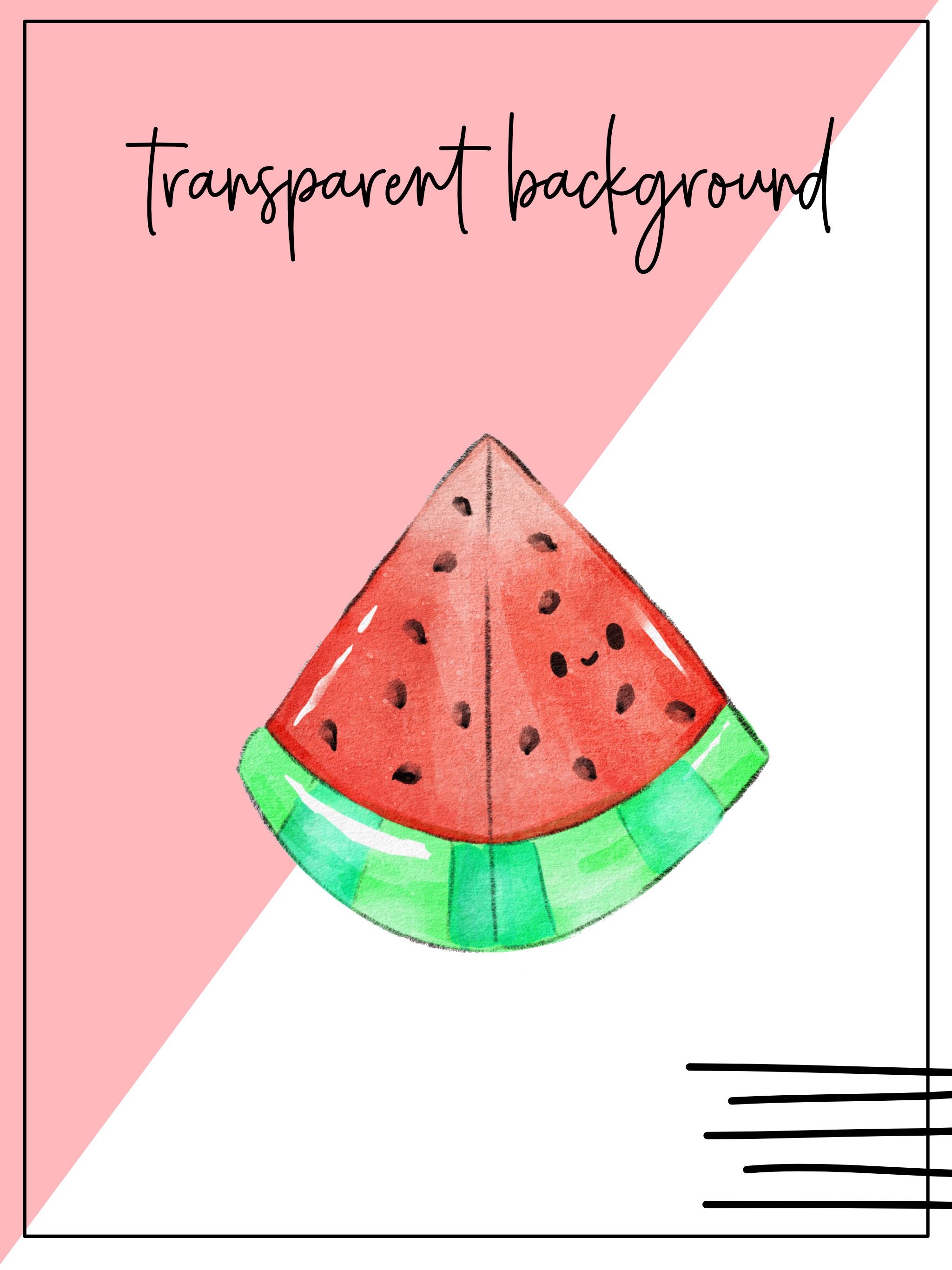 Cute Watermelon Watercolor Clipart Set 300 DPI Transparent Background ...