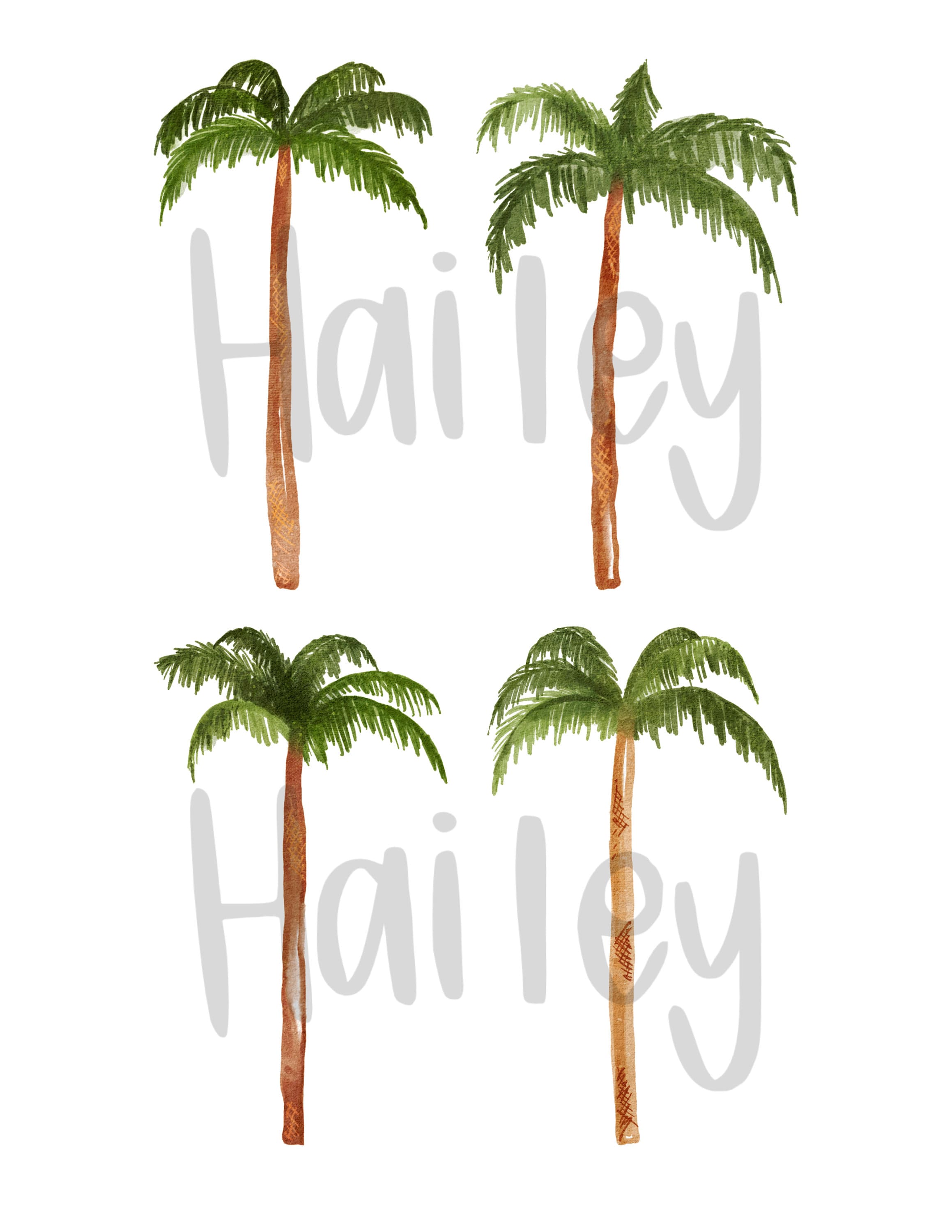 Commercial Use Palm Tree Clipart Set 300 DPI Transparent Background - Etsy