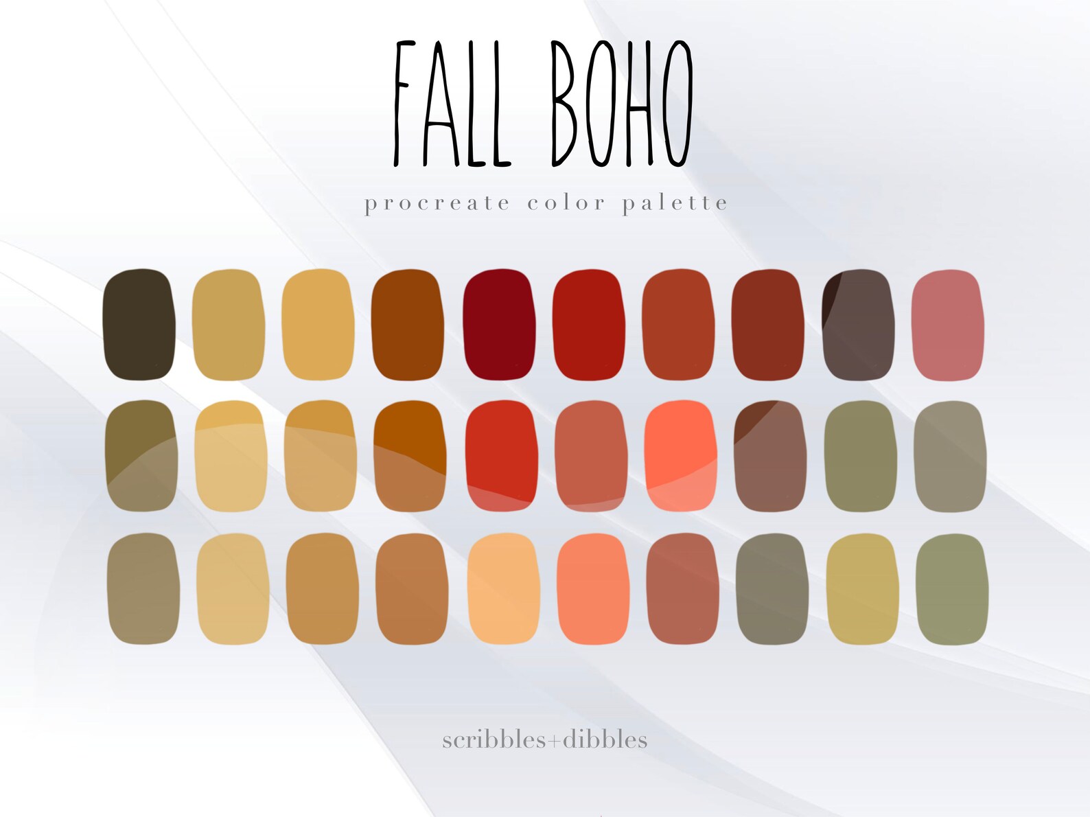 Fall Boho Procreate Color Palette 30 Handpicked Swatches - Etsy
