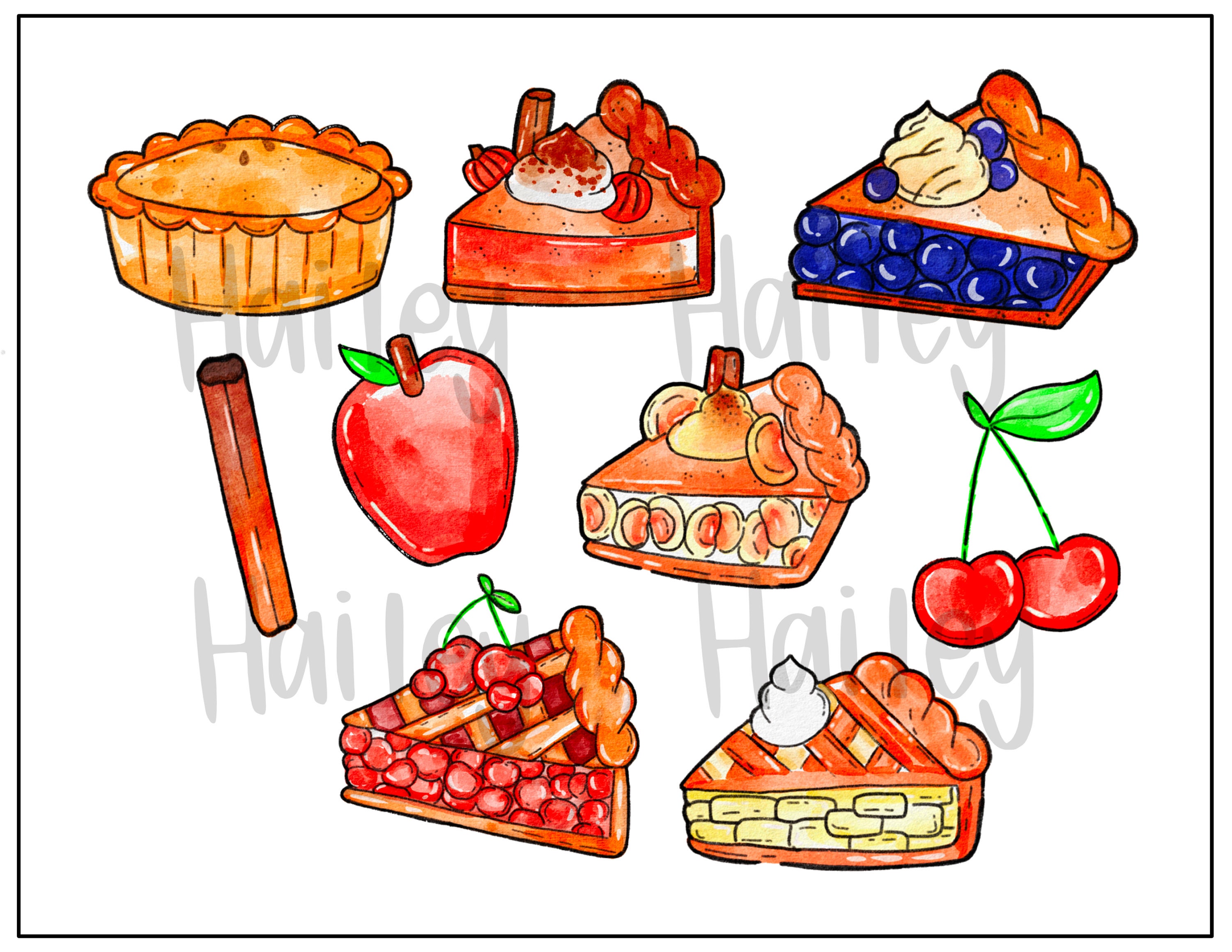 Commercial Use Fall Pies Clipart Set 300 DPI Transparent Background - Etsy