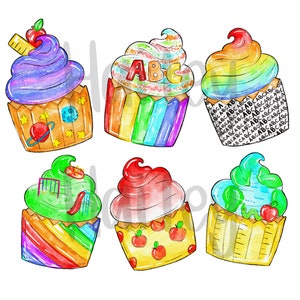 Back to School Cupcakes Watercolor Clipart (digital Download) - Etsy