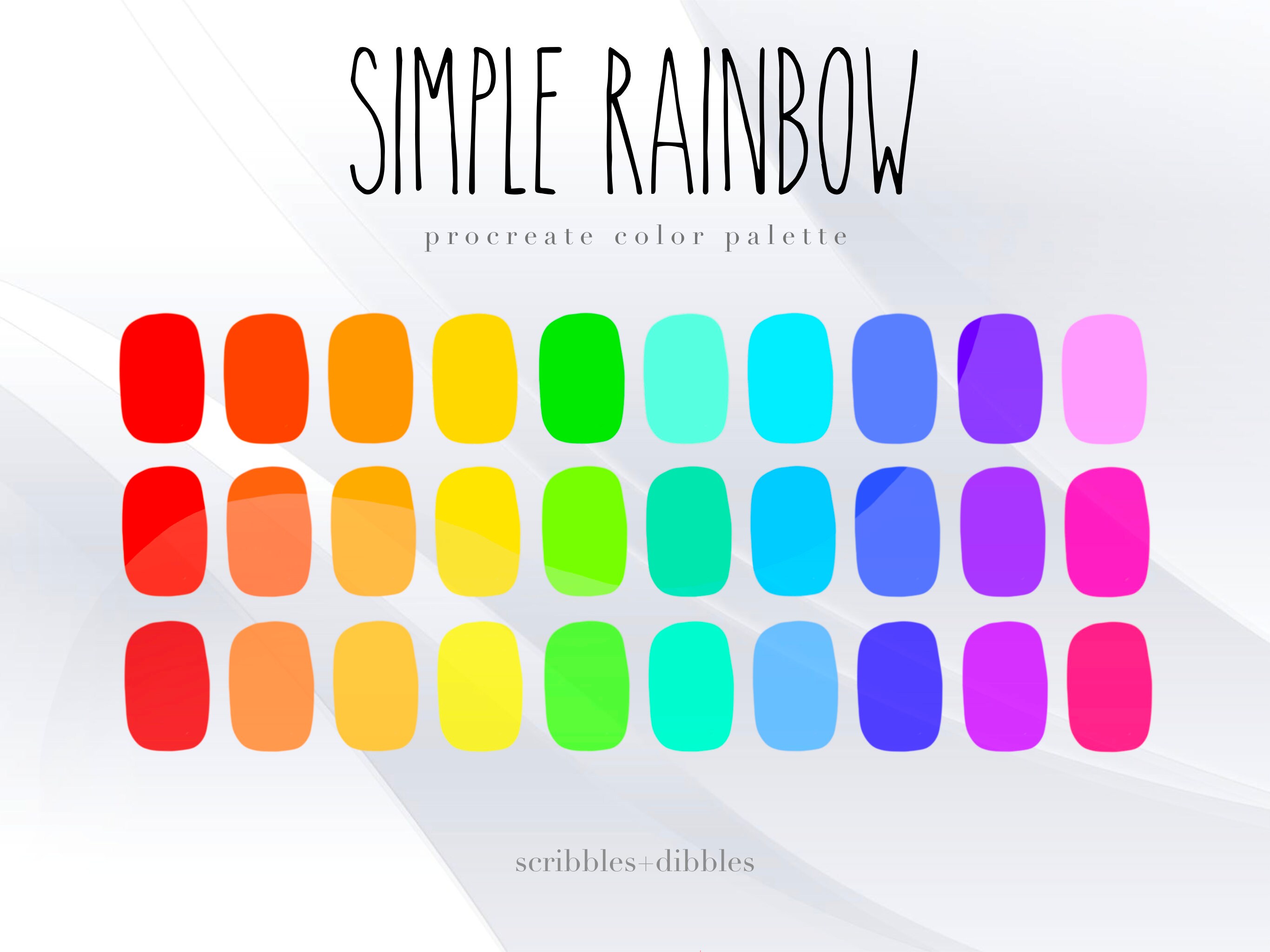 Simple Rainbow Procreate Color Palette 30 Handpicked Swatches - Etsy