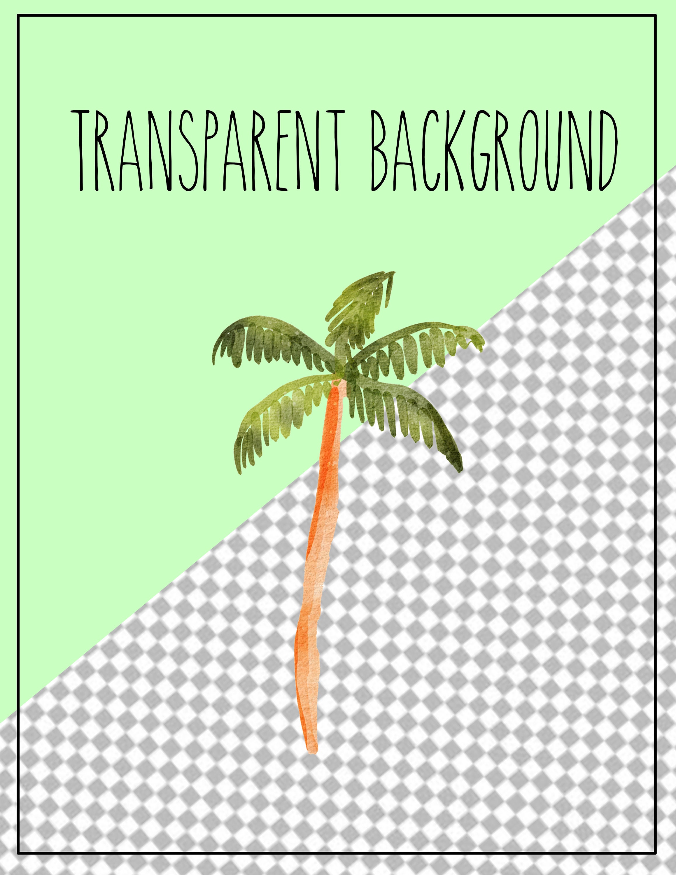 Commercial Use Palm Tree Clipart Set 300 DPI Transparent Background - Etsy