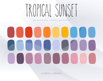 30 Swatches Tropical Sunset Procreate Color Palette, Creative Fun ...