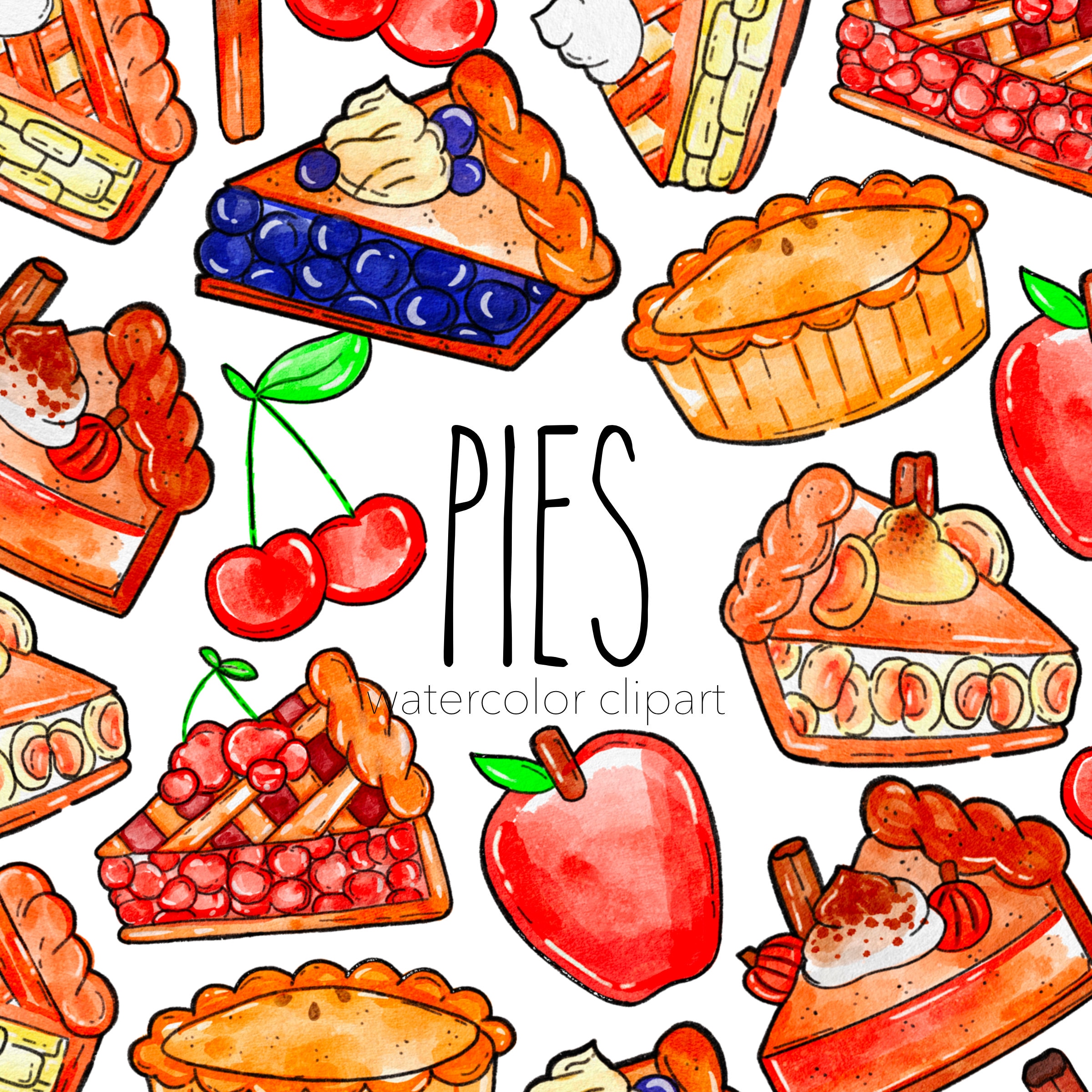 Commercial Use Fall Pies Clipart Set 300 DPI Transparent Background - Etsy