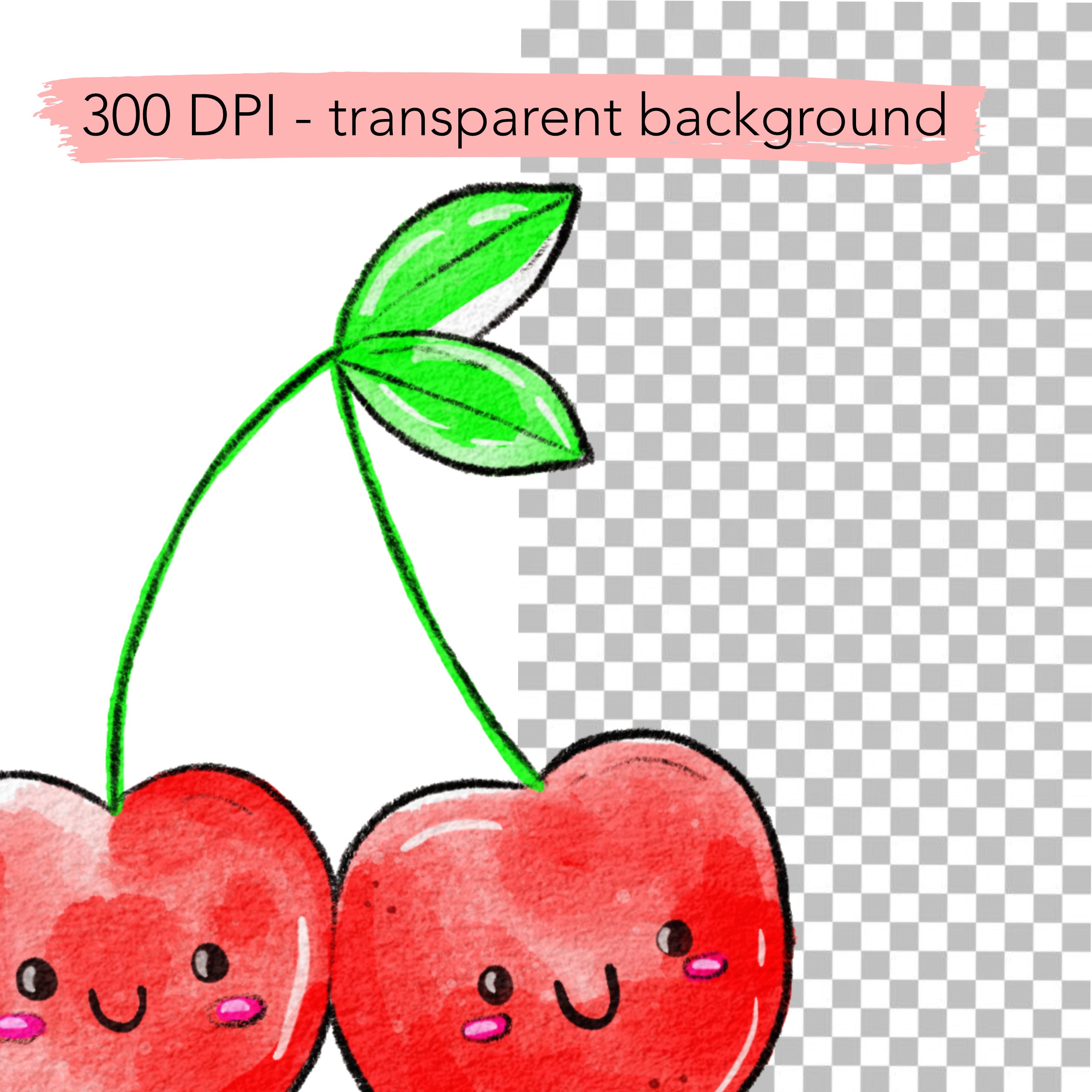 Commercial Use Cute Fruit Clipart Set 300 DPI Transparent Background - Etsy