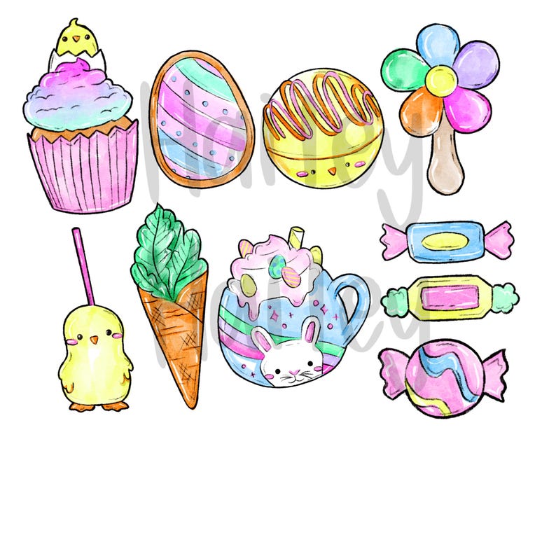 Commercial Use Easter Treats Clipart Set 300 DPI Transparent Background ...