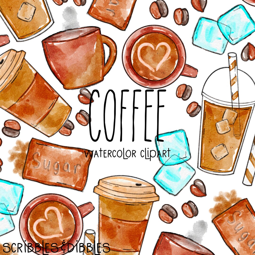 Commercial Use Coffee Clipart Set 300 DPI Transparent Background - Etsy