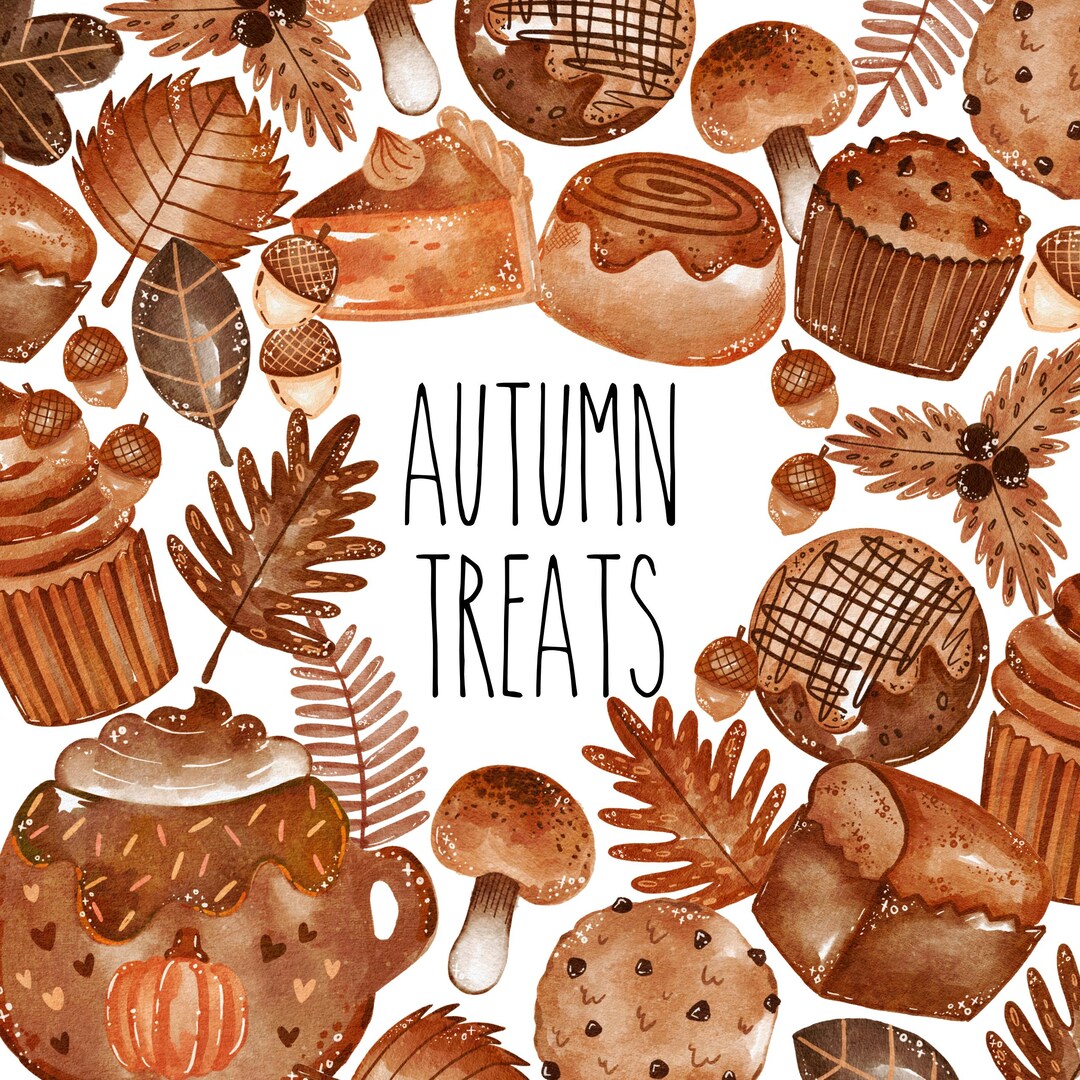 Commercial Use Fall Treats Clipart Set 300 DPI Transparent Back Ground ...