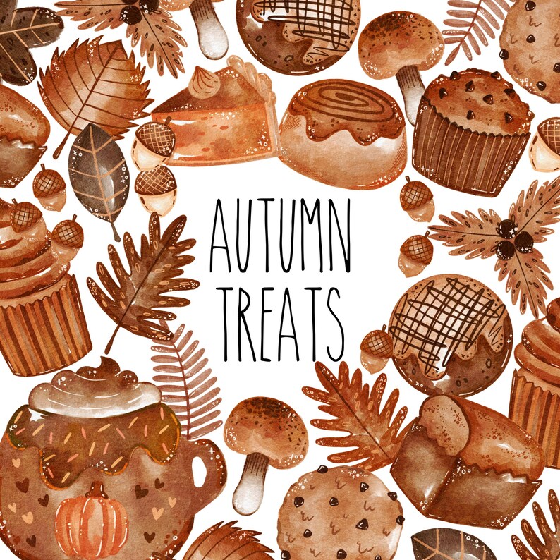 Commercial Use Fall Treats Clipart Set 300 DPI Transparent Back Ground ...