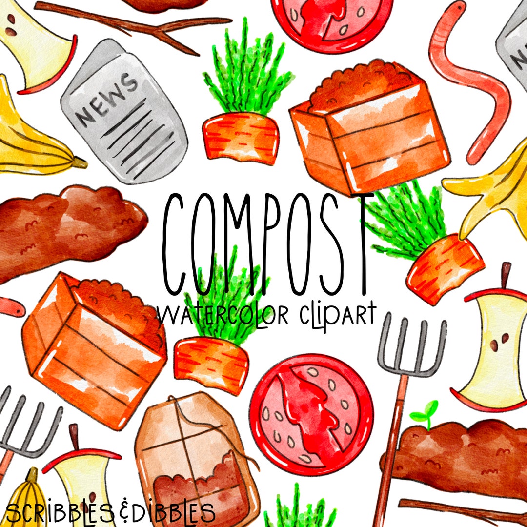 Compost Watercolor Clipart Set 300 DPI Transparent Background - Etsy