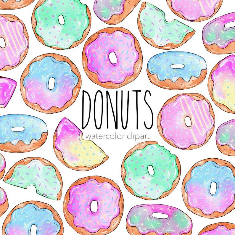 Commercial Use Donuts Clipart Set 300 DPI Transparent Background - Etsy