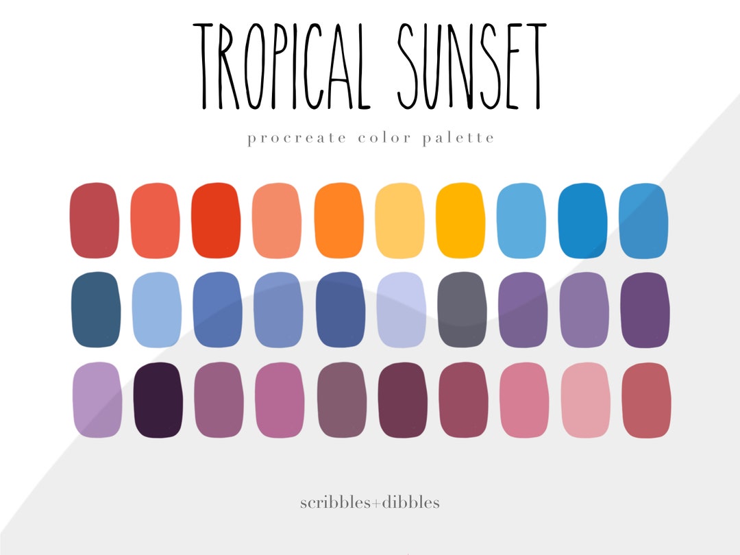 Tropical Sunset Procreate Color Palette 30 Handpicked Swatches - Etsy