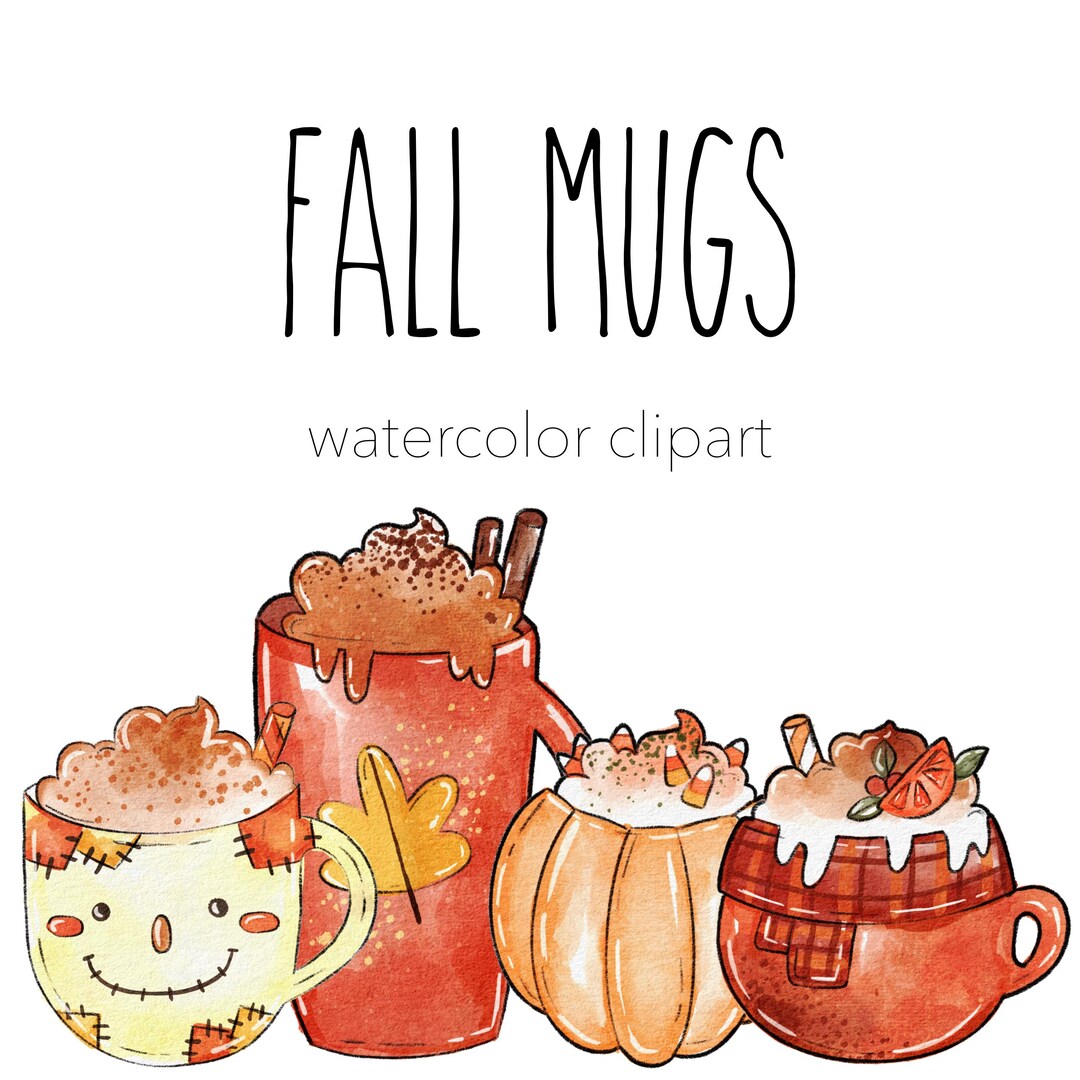 Commercial Use Fall Mugs Clipart Set 300 DPI Transparent Background - Etsy