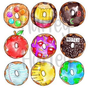 Commercial Use Back to School Donuts Clipart Set 300 DPI Transparent ...