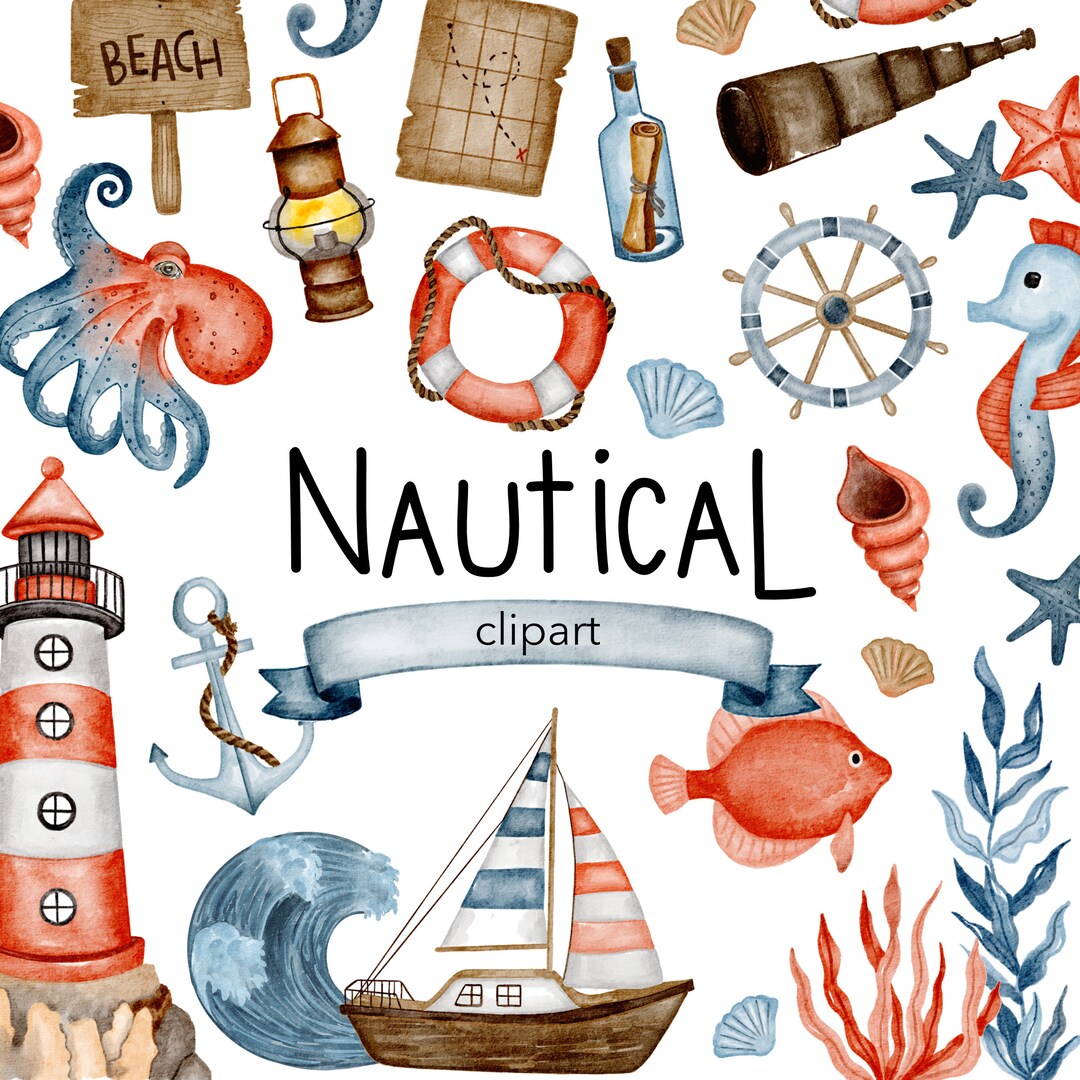 Commercial Use Nautical Clipart Set 300 DPI Transparent - Etsy