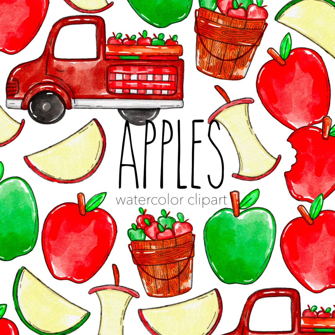 Commercial Use Apple Clipart Set 300 DPI Transparent Background - Etsy