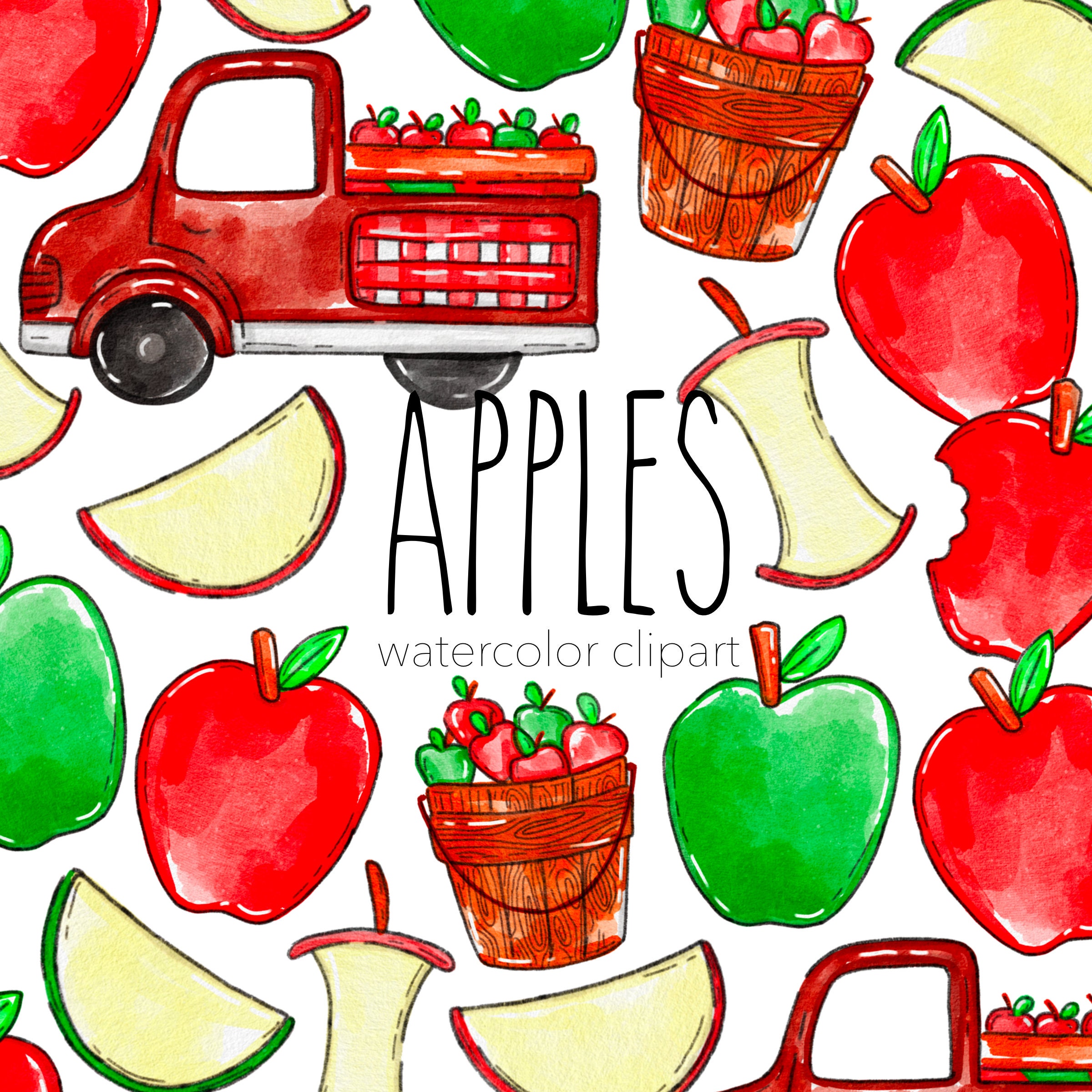 Commercial Use Apple Clipart Set 300 DPI Transparent Background - Etsy