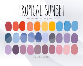 30 Swatches Tropical Sunset Procreate Color Palette Creative - Etsy