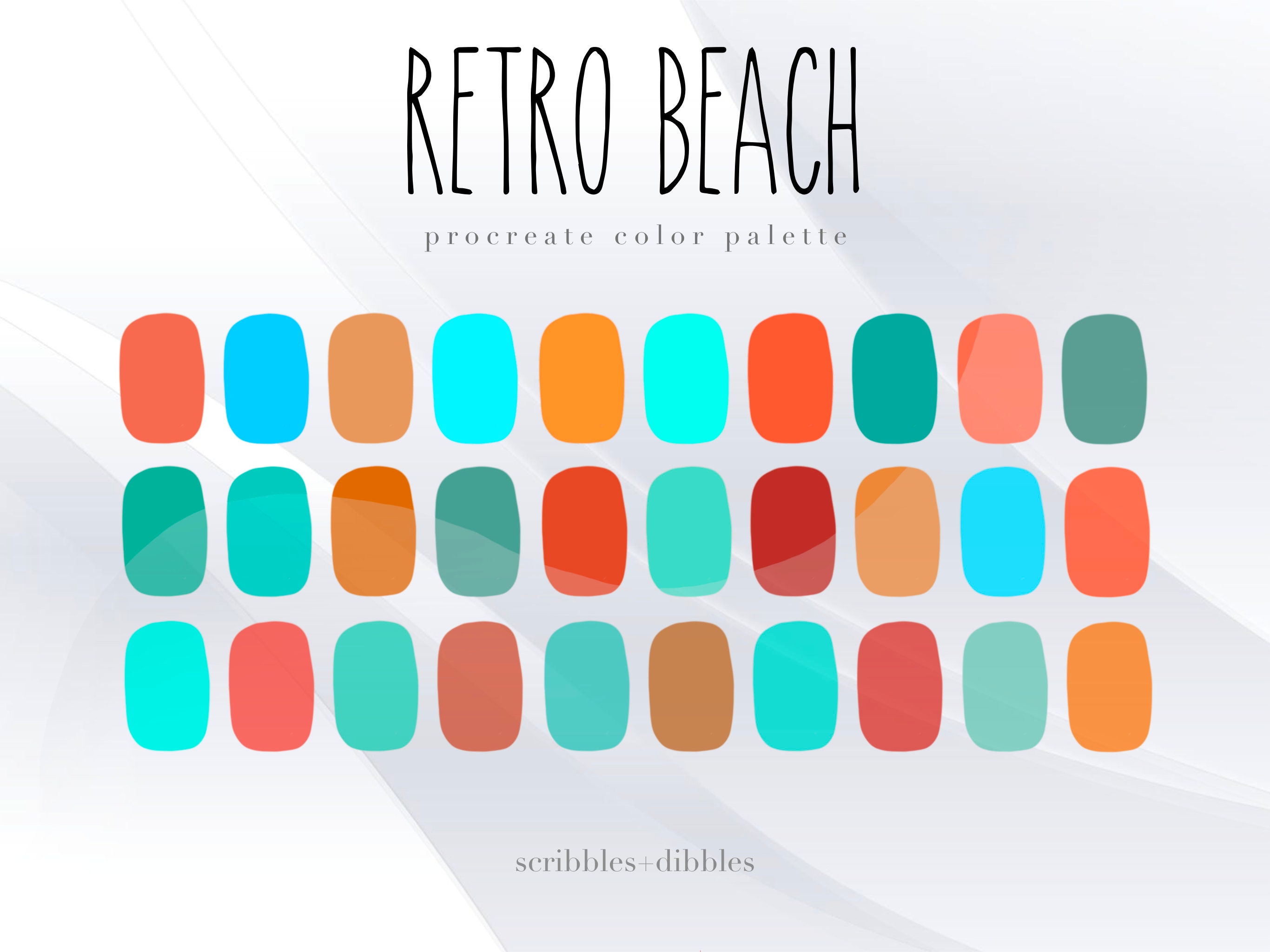 Retro Beach Procreate Color Palette 30 Handpicked Swatches Etsy