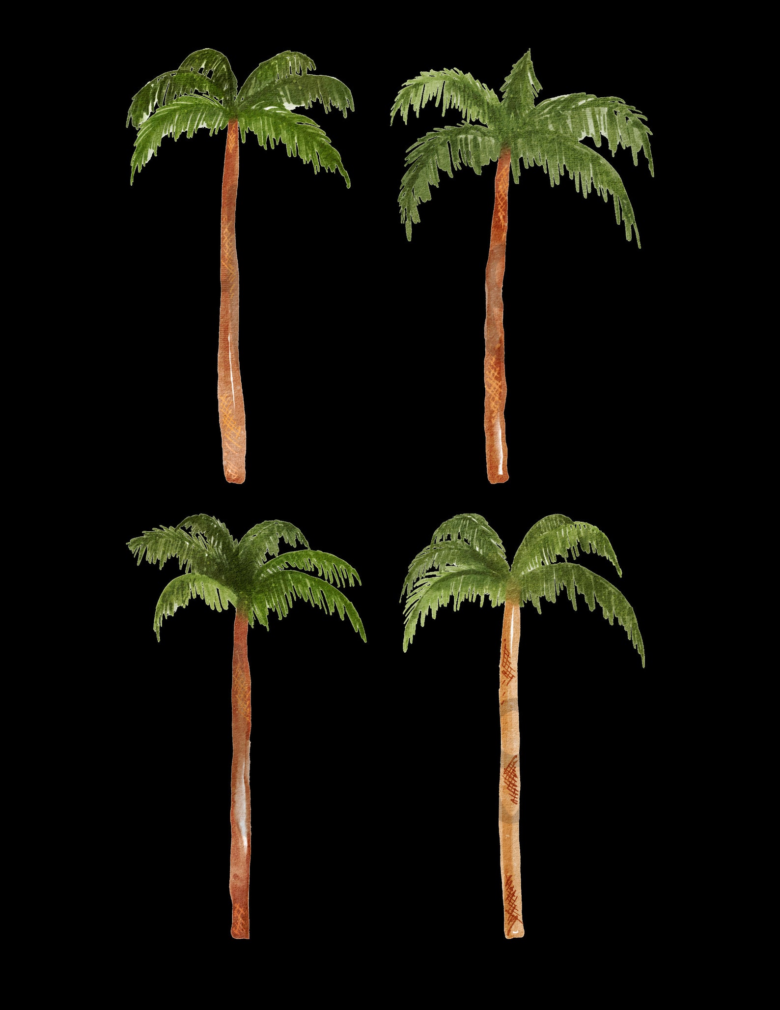 Commercial Use Palm Tree Clipart Set 300 DPI Transparent Background - Etsy