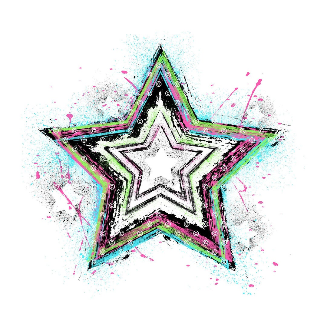 Star Spray Paint Design for T Shirts, Star for Sublimation, Pollock Png ...