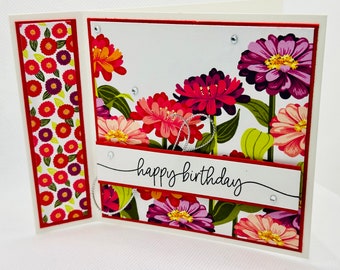 Card Making Kit-3 Panel Dainty Flowers: 4 Card Kit 2 Each of 2 Colors ...
