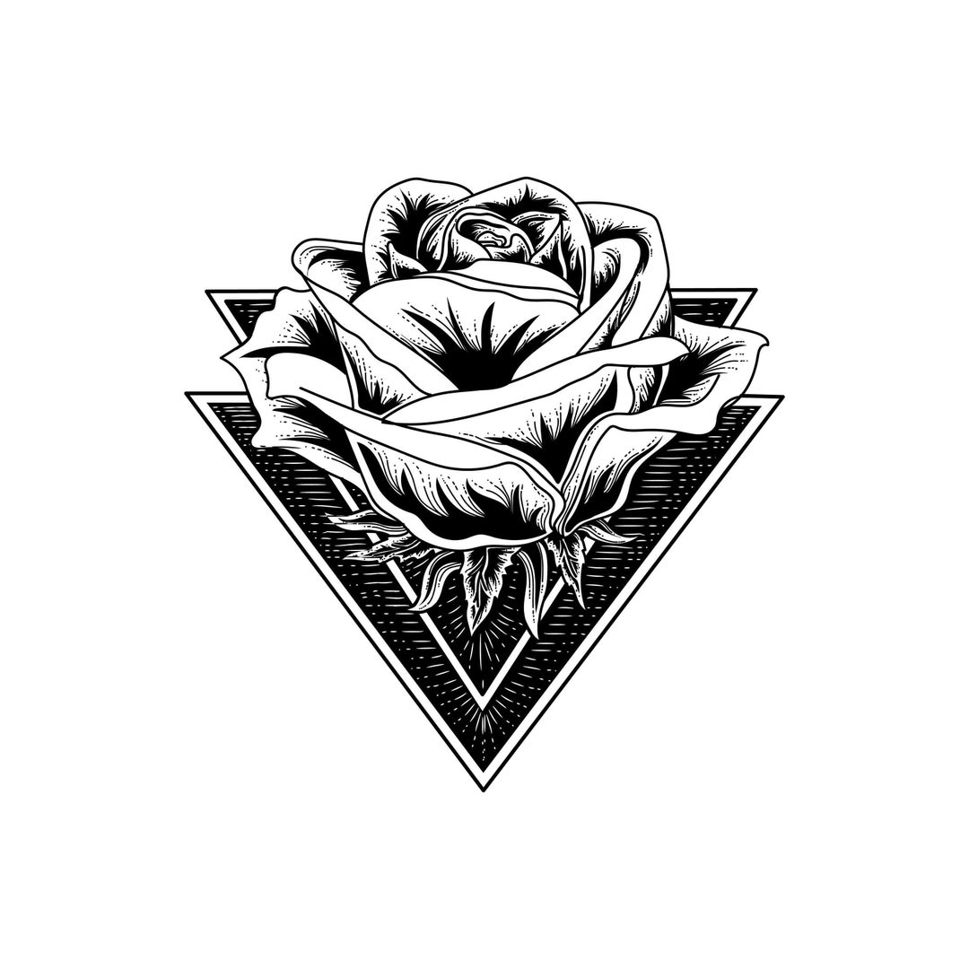 Rose Double Triangle, Rose Outline, Rose Illustration, Cricut Design ...