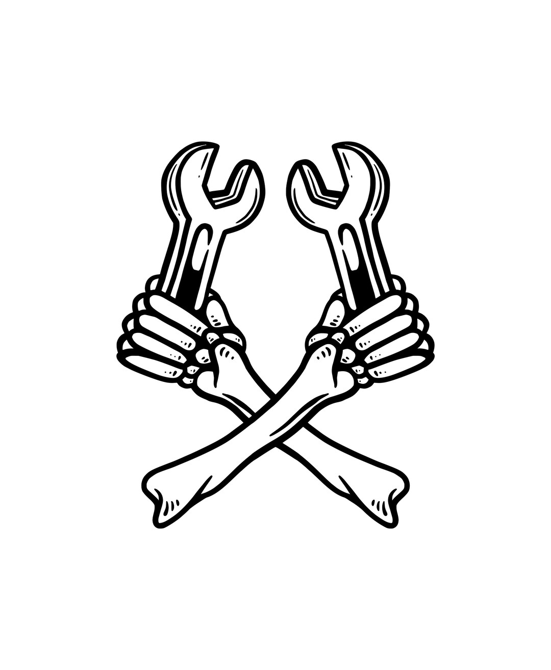 Skeleton Hands Holding Wrench Key, Garage Tools, Layered Cricut Design ...