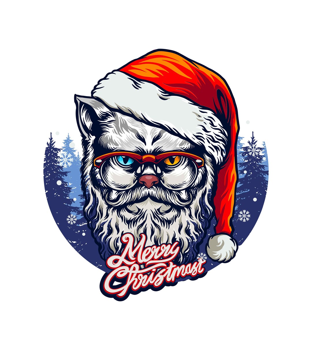 Santa Claus Cat, Merry Christmas, Editable Layered Cut File SVG PNG Gif ...