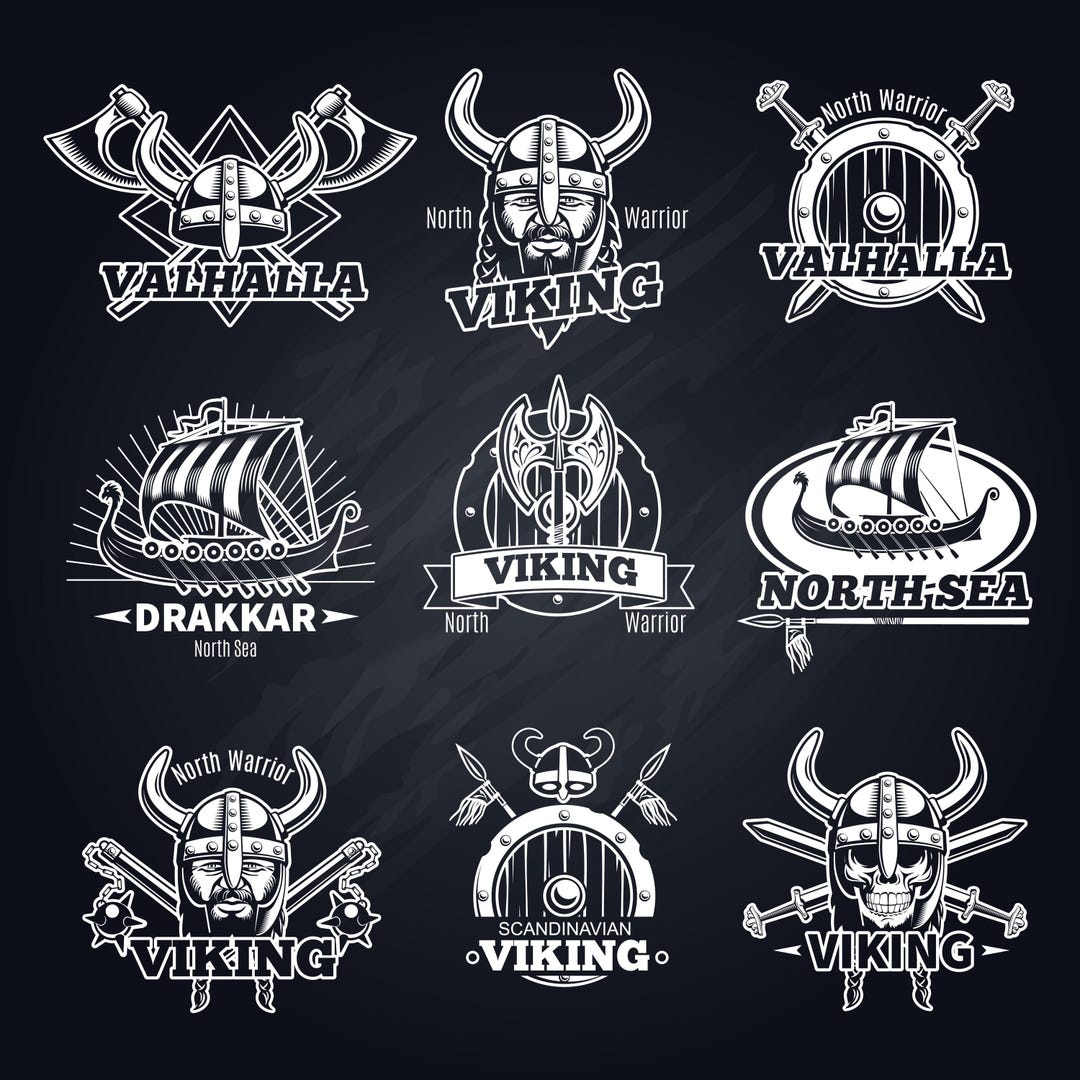 Vikings Logo Bundle, North Sea, Valhalla, North Warrior, Scandinavian ...