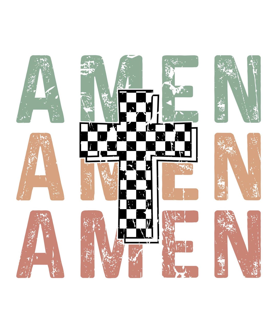 Amen Amen Amen, Checked Cross, Layered Cut Files SVG PNG JPG Eps Dxf ...