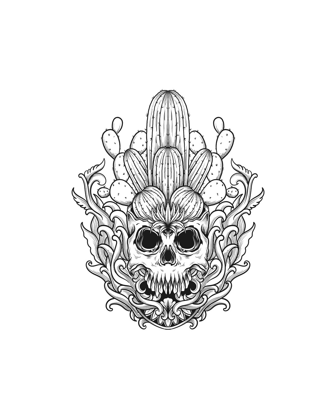 Cactus Skull, Skull Illustration, Cricut Design Cut File SVG PNG JPG Ai ...