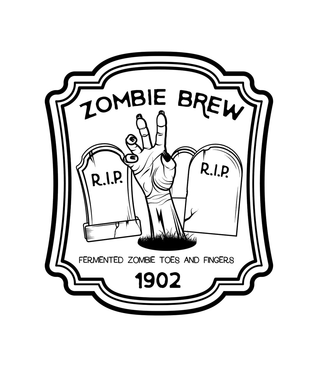 Zombie Brew, Fermented Zombie Toes and Fingers, Zombie Beer Label ...