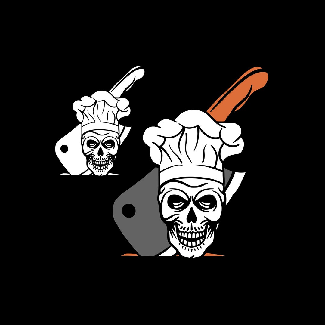 Chef Skull and Cleaver Knife, Dont Mess With the Chef, Black and ...