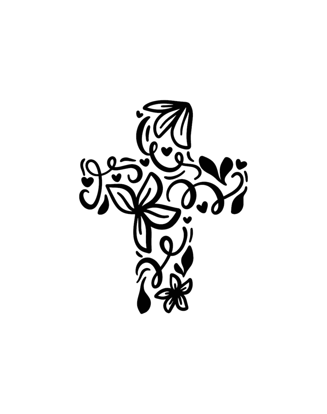 Floral Cross, Cricut Design Cut File SVG PNG Ai Dxf Eps Jpeg Digital ...