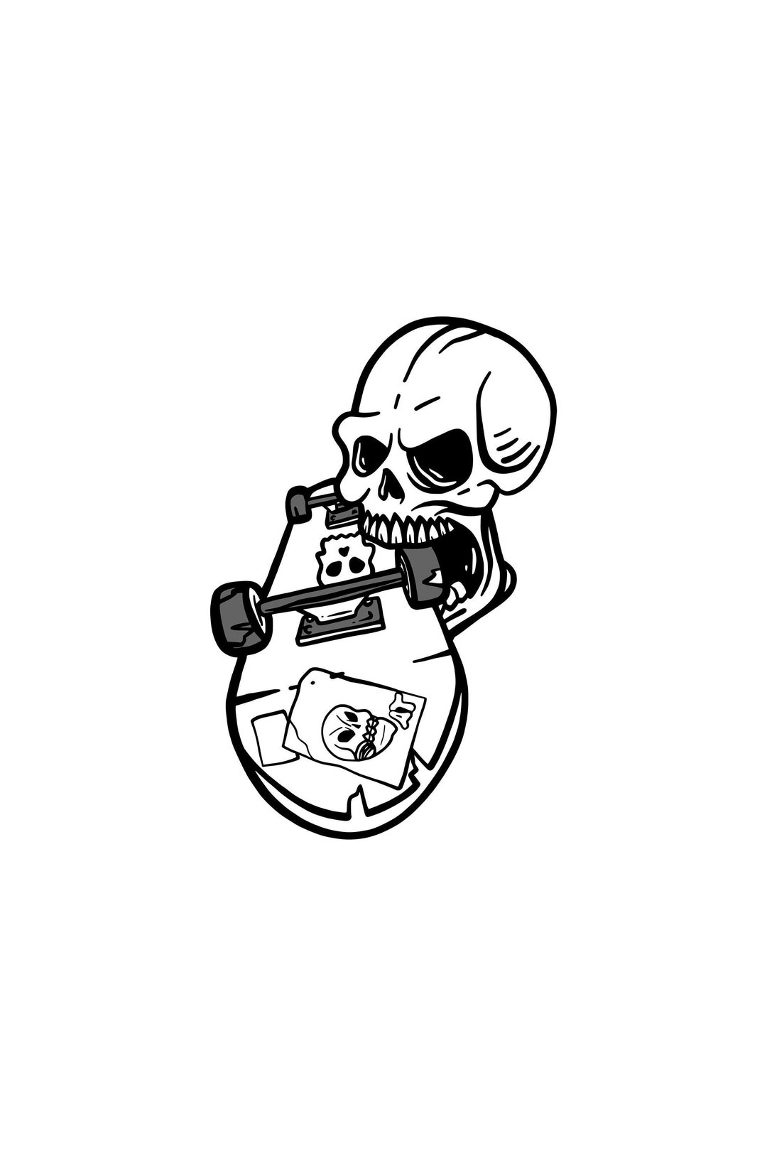 Skeleton Biting a Skateboard, Skate or Die, Layered Cricut Design Cut ...