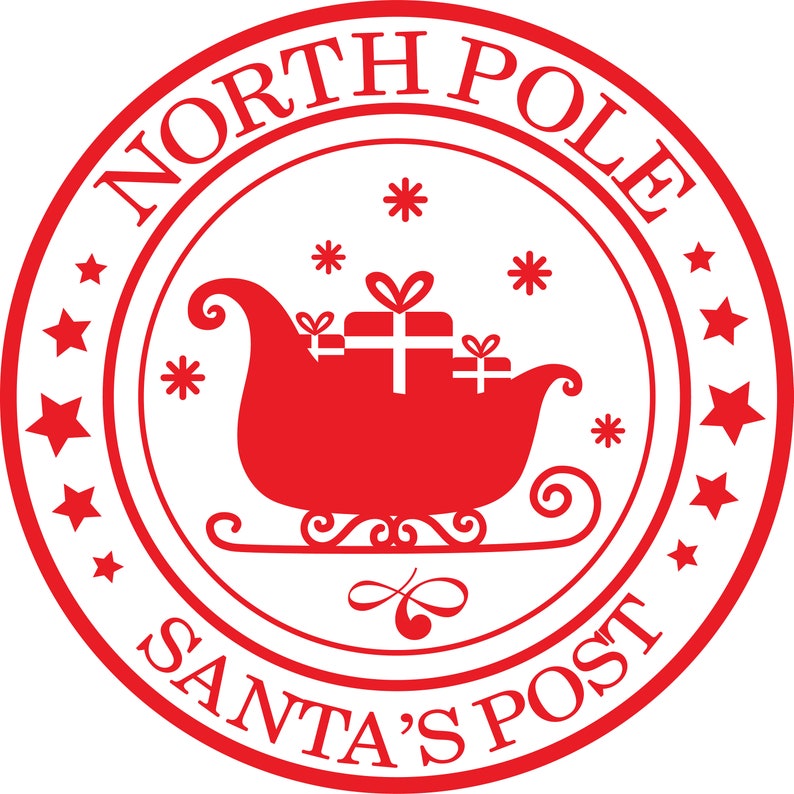North Pole Santa's Post, Santa Mail, Santa Claus Christmas Stamp ...
