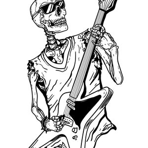 Skeleton Rock Star With Electro Guitar, Cricut Design Cut File SVG PNG ...