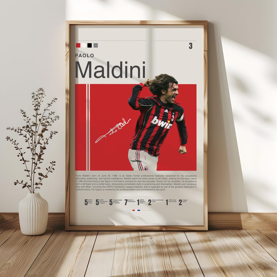 Paolo Maldini Poster Print,ac Milan Soccer Gifts ,sports Posters ...